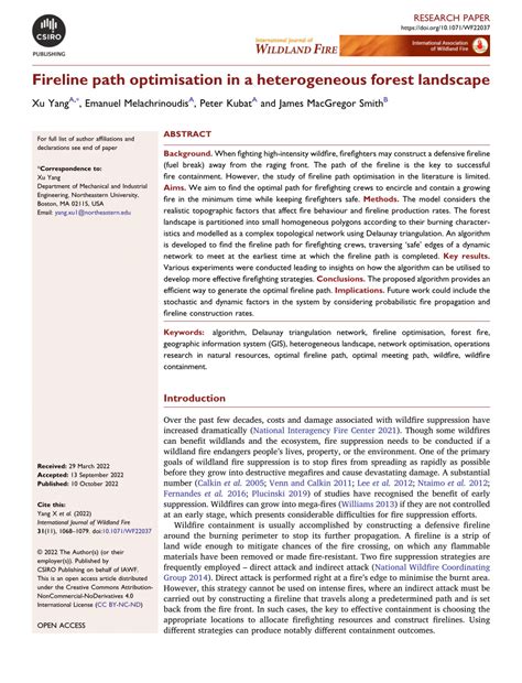 pdf fireline path optimisation in a heterogeneous forest landscape