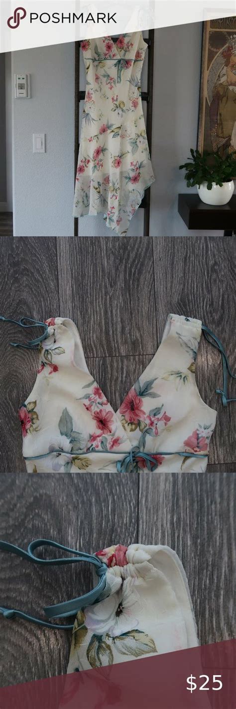 Xtraordinary Dress Sleeveless Floral Print Off White High Low