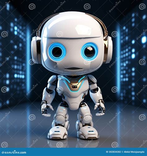 White System Ai Chat Bot 3drender Cute Robot Design Stock