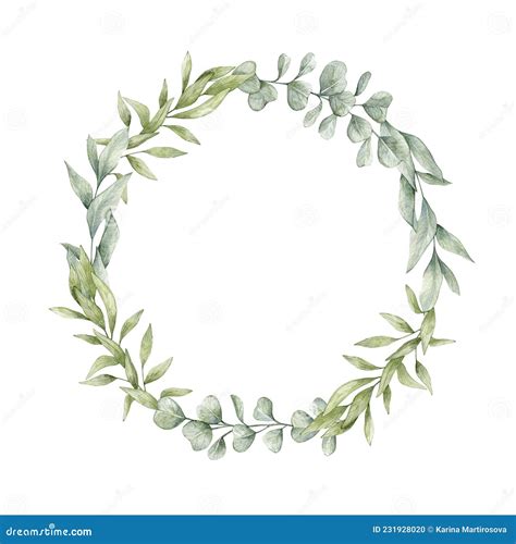 Carte D illustration Aquarelle Avec Couronne D eucalyptus Photo stock Image du chéri jardin