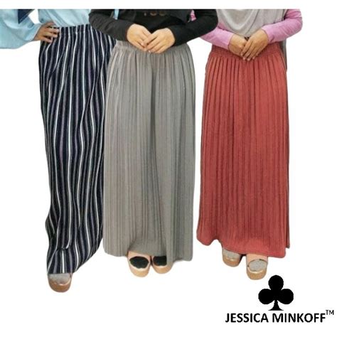 6134 Skirt Berlipat Plus Size Long Skirt Muslimah Pleated Skirt Korean