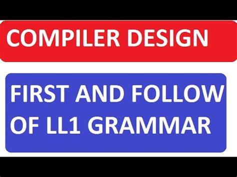 Top Down Parsing LL1 Parsing FIRST And FOLLOW Of LL1 Grammar