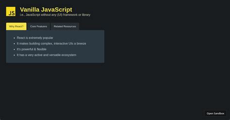 Vanilla Js Demo Codesandbox