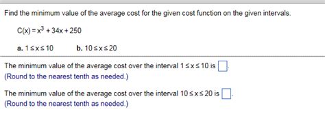solved find the minimum value of the average cost for the