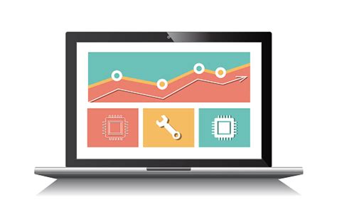 Nanotechnology Concept In Realistic Style Laptop With Central Processing Unit Microchip