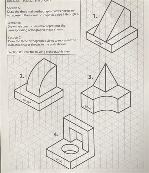 solved section a draw the three main orthographic views