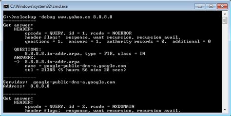 Nslookup Modo Debug Sysadmit