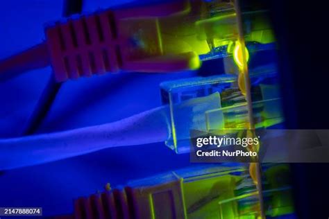 Ethernet Calbe Wires Lighting Up Connected To An Internet Router News Photo Getty Images