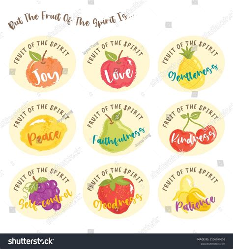 Fruit Spirit Stickers Labels Digital Vector Stock Vector Royalty Free