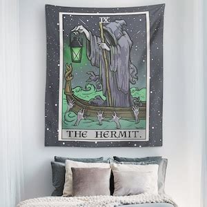The Hermit Tarot Card Tapestry Halloween Wall Decor Grim Reaper Art