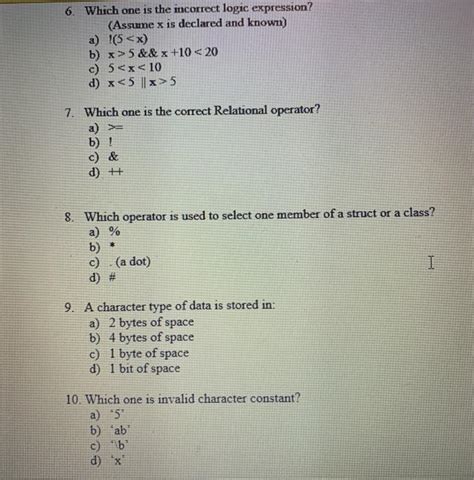solved 6 which one is the incorrect logic expression
