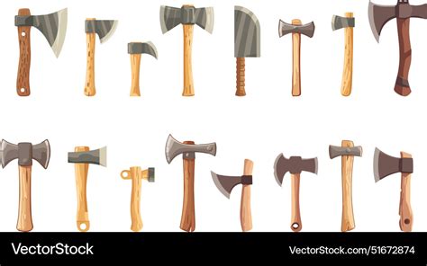 Axe Set Woodworking Or Lumberjack Tools Wood Vector Image