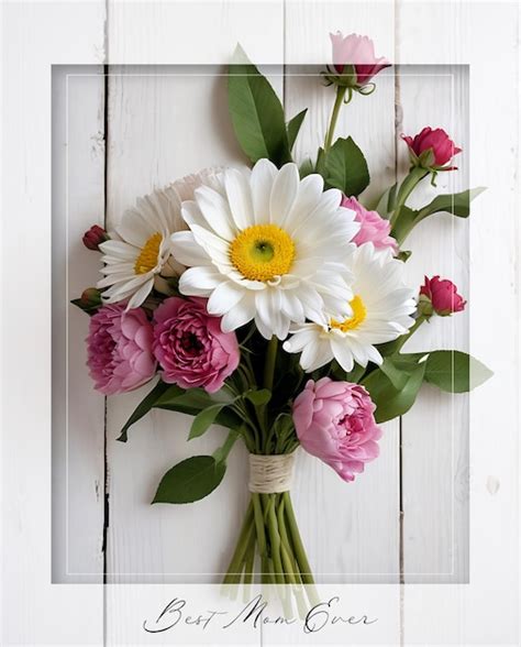 Premium Photo Best Mom Ever Flower Frame Template