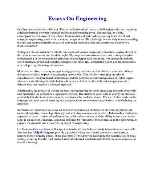 Essays On Engineering Pdf Engineering Alcoholic Drinks