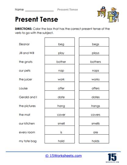 Printable Present Tense Verb Worksheets