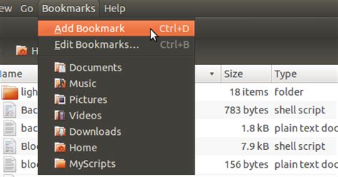 UbuntuHak Creating Bookmarks In Ubuntu File Manager Nauitilus