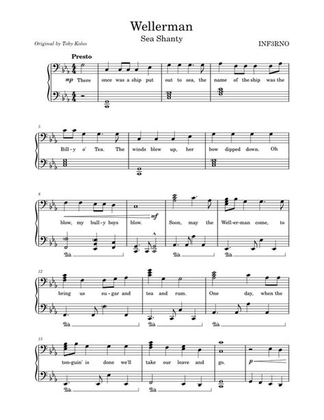 Wellerman Sea Shanty Piano Arrangement Cello Sheet Music Popular