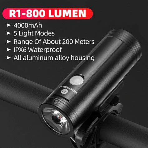 Jual Lampu Sepeda Rockbros R1 800 Senter Usb Waterproof Flashlight