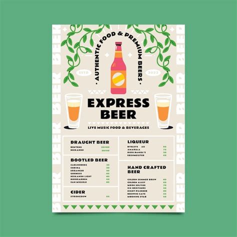 Free Vector Flat Design Beer Menu Template