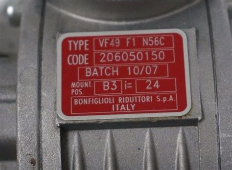 New Bonfiglioli Vf49 F1 N56c Gear Reducer 206050150 Sb Industrial Supply Inc