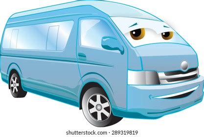 Small Car Blue Realistic Vector Illustration Stock Vector Royalty Free