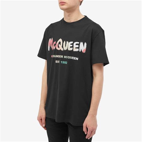 Alexander McQueen Men S Solarized Graffiti Logo T Shirt In Black