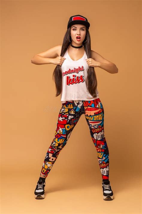 Modern Style Dancer Posing On Studio Background Hip Hop Jazz Funk Dancehall Stock Photo