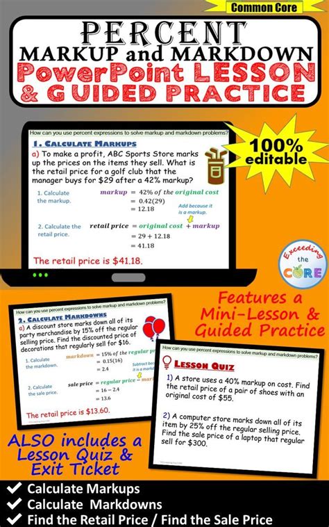 Percent Markup And Markdown Powerpoint Lesson And Guided Practice
