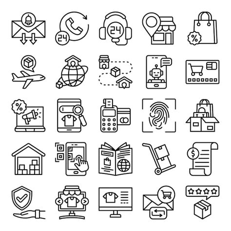 Vector De Conjunto De Iconos De Esquema De Comercio Electrónico