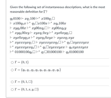 Solved Given The Following Set Of Instantaneous Chegg Com