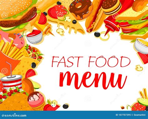Cartaz Do Menu Do Restaurante Do Fast Food Do Vetor Ilustração Do Vetor