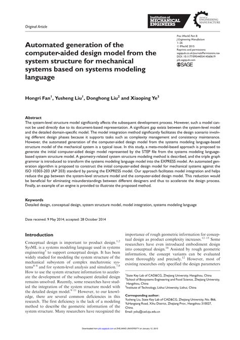 Pdf Automated Generation Of The Computer Aided Design Model From The System Structure For