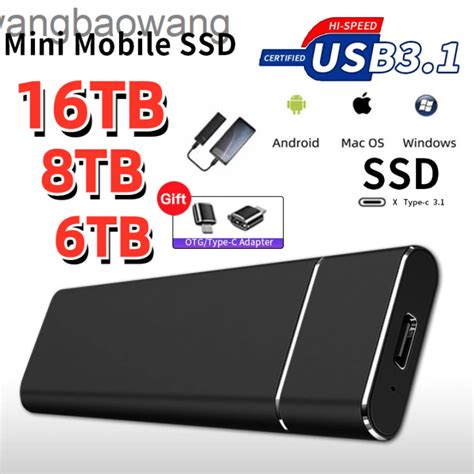 Original Portable SSD External Hard Drive TB TB High Speed Solid State Hard Disk Type C USB