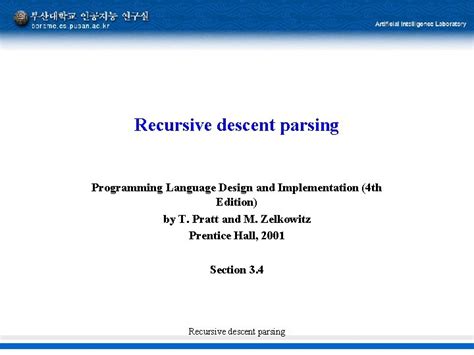 Recursive Descent Parsing Programming Language Design And Implementation