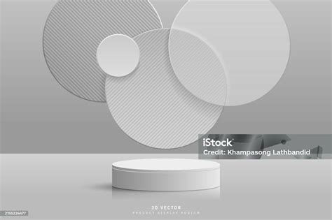 추상 회색 3d 실린더 연단 받침대 또는 제품 디스플레이 스탠드 원형 유리 오버랩 및 공중에 떠 있습니다 쇼 코스메틱을 위한