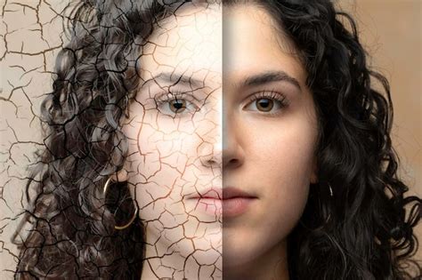 Premium Photo Young Woman Portrait With Cracking Effect