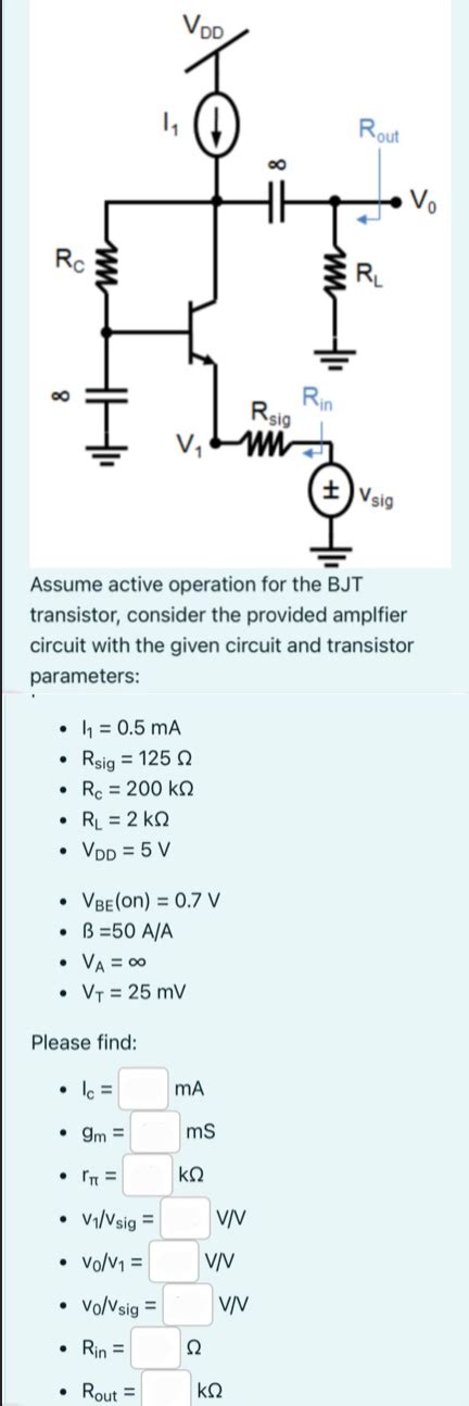 Assume Active Operation For The Bjt Transistor Consider The Provided
