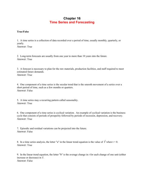 Chapter 16 Time Series And Forecasting