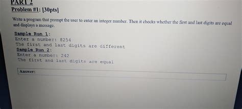 Solved Part 2 Problem 1 30pts Write A Program That