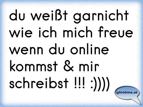 du weißt garnicht wie ich mich freue wenn du online kommst mir