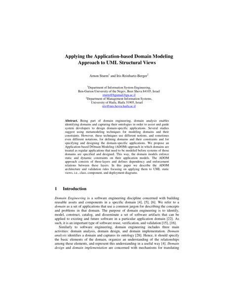 Pdf Applying The Application Based Domain Modeling Approach To Uml