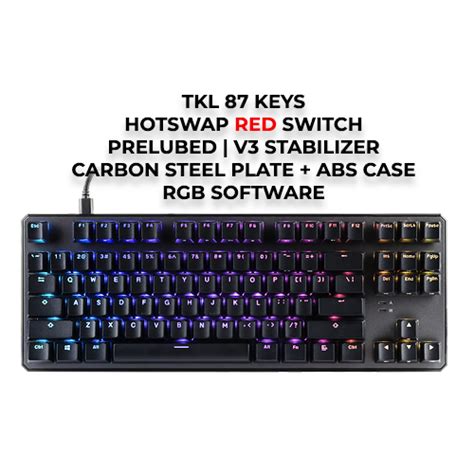 Tecware Phantom 87 Keys Red Switch RGB Mechanical Keyboard WIND NET Computers