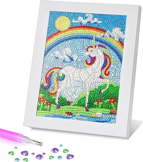 Jigspsyzh Diamond Painting Kinder MäDchen Pferd mit Holzrahmen 18x18 Cm