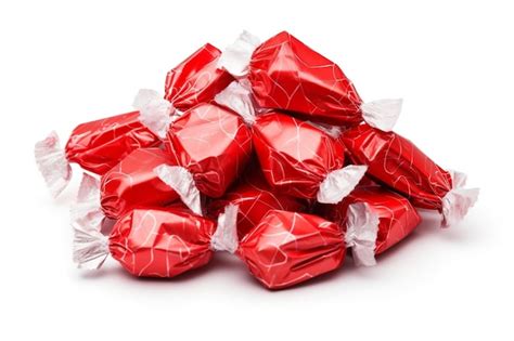 Premium Ai Image Candy In Red Wrapper Isolated On White Background Generative Ai
