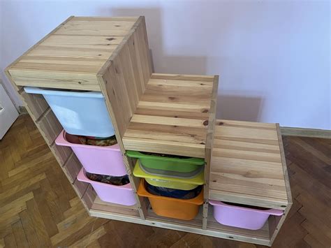 Шкаф Икеа за съхранение на играчки от дърво с 7 коша много запазен гр