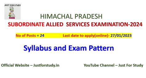 Syllabus HP Subordinate Allied Services Examination Just For Study