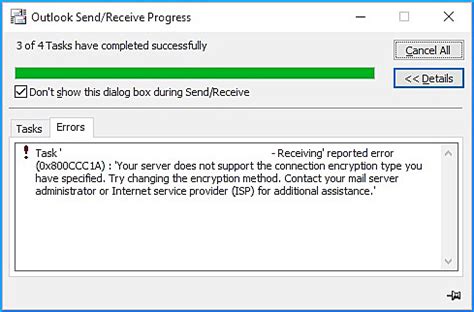 Sửa lỗi Your Server Does Not Support the Connection Encryption Type