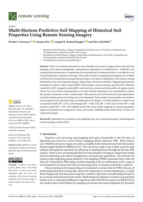 PDF Multi Horizon Predictive Soil Mapping Of Historical Soil Properties Using Remote Sensing