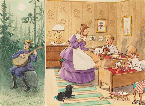 Elsa Beskow Tant Gredelin berättar legenden om julbocken för Petter och Lotta Bukowskis