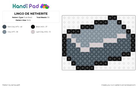 Lingo De Netherite Minecraft Fuse Bead Pattern Kandi Pad Kandi